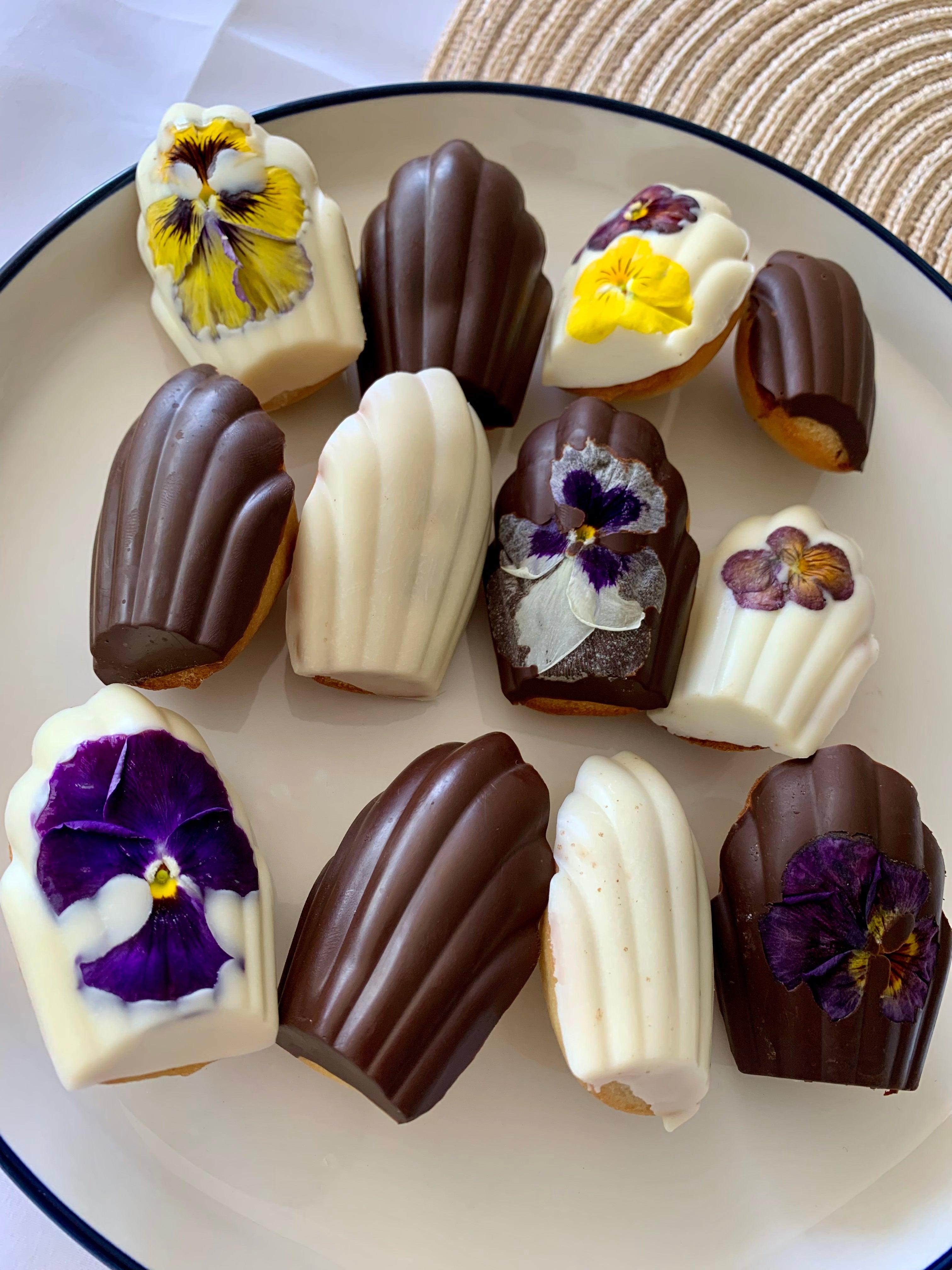 Floral White and Dark Chocolate Covered Vanilla Madeleine – Java ...
